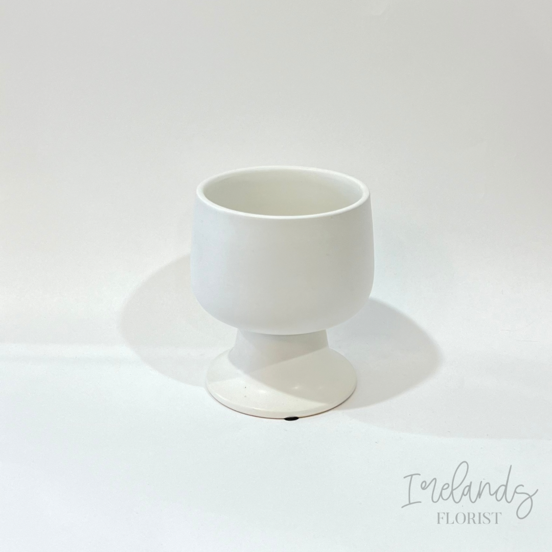 Ceramic Smooth Compote White — Irelands Florist
